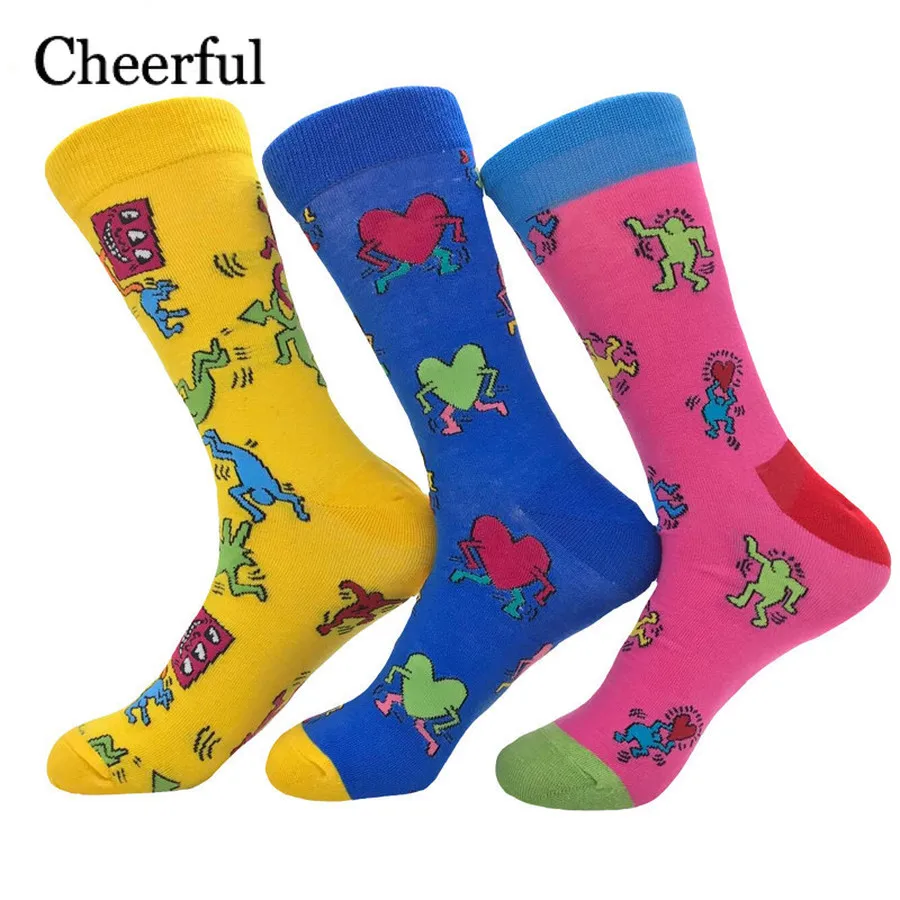 2019 Novelty Courtship Cartoon Character Socks Fashion Colorful Happy ...