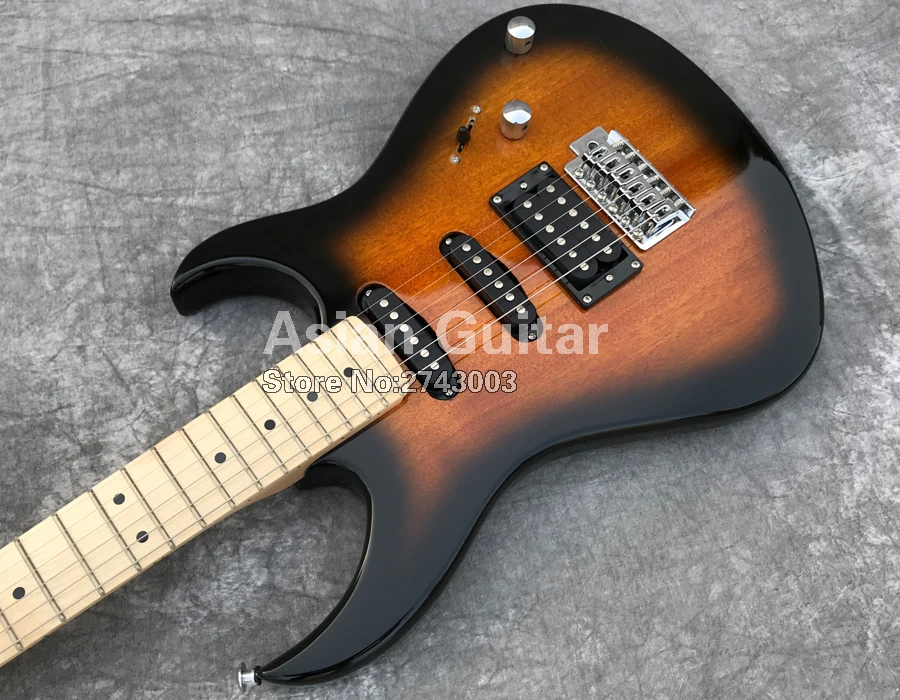 Human SST Vintage Sunburst Electric Guitar with Mahogany Body Maple ...