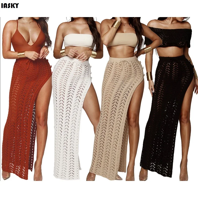 IASKY New crochet knitted bikini cover ups long skirts 2018 new women ... IASKY New crochet knitted bikini cover ups long skirts 2018 new women ...
