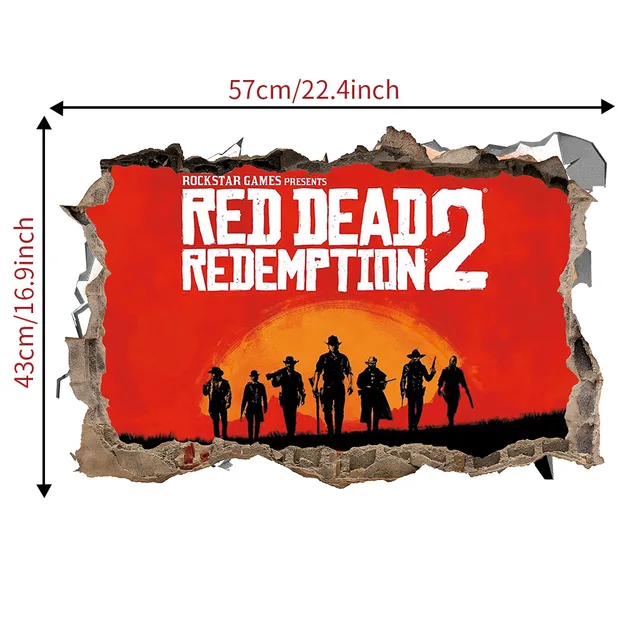 9 Styles 3D Printed Red Dead Redemption 2 Toys Stickers PVC Home ...