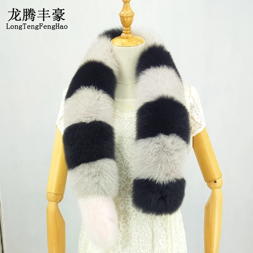 125cm Winter Full Pelt Real Fox Fur Scarf Fashion Warm Women Fox Fur ...