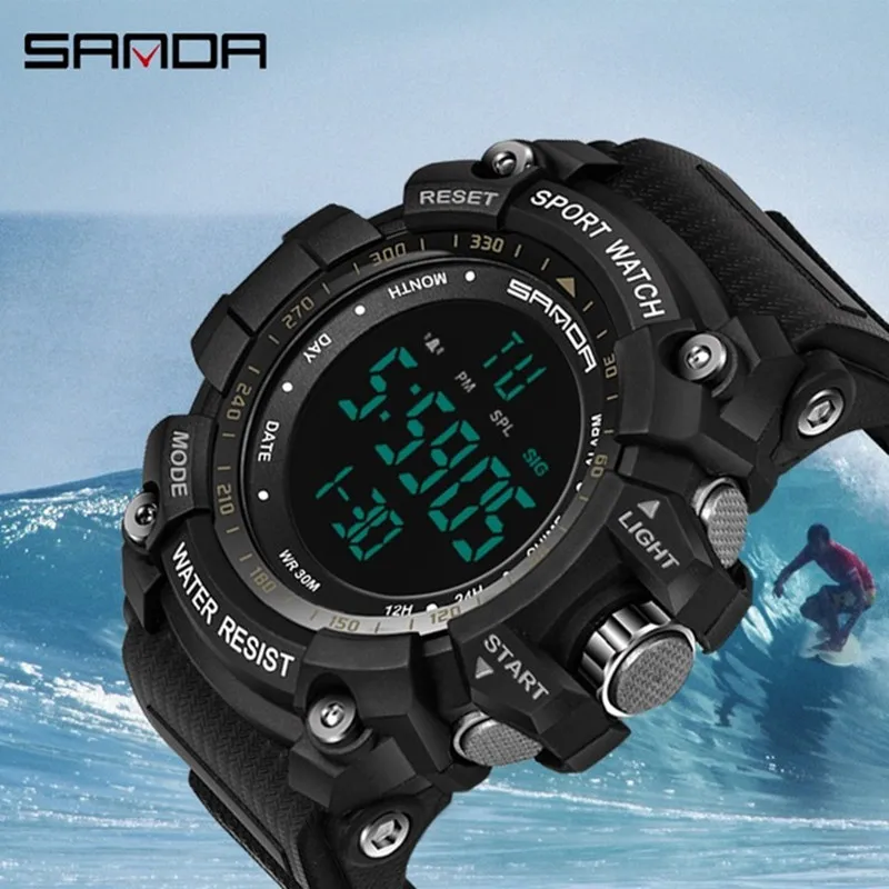 Sanda relógio digital esportivo masculino, relógio militar esportivo para homens, novo design de ...