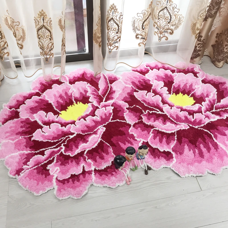 Living Room Rug Pink Peonies | Flower Rugs Living Room | Red Carpet ...