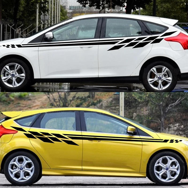 310CM Whole Car Waist Car Stickers Chequered Flag Mosaic Styling ...