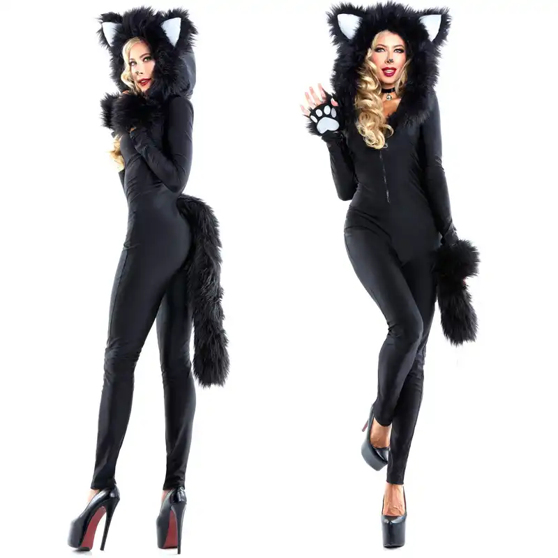 New Sexy Black Teddy Bear Costume For Adult Cat Girl Cosplay Costume Halloween Costumes For
