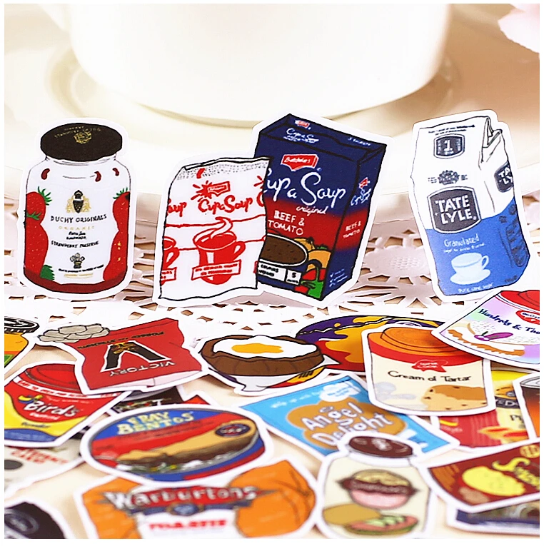 36pcs Creative Cute Self-made Snack Notes Food Scrapbooking Stickers ...