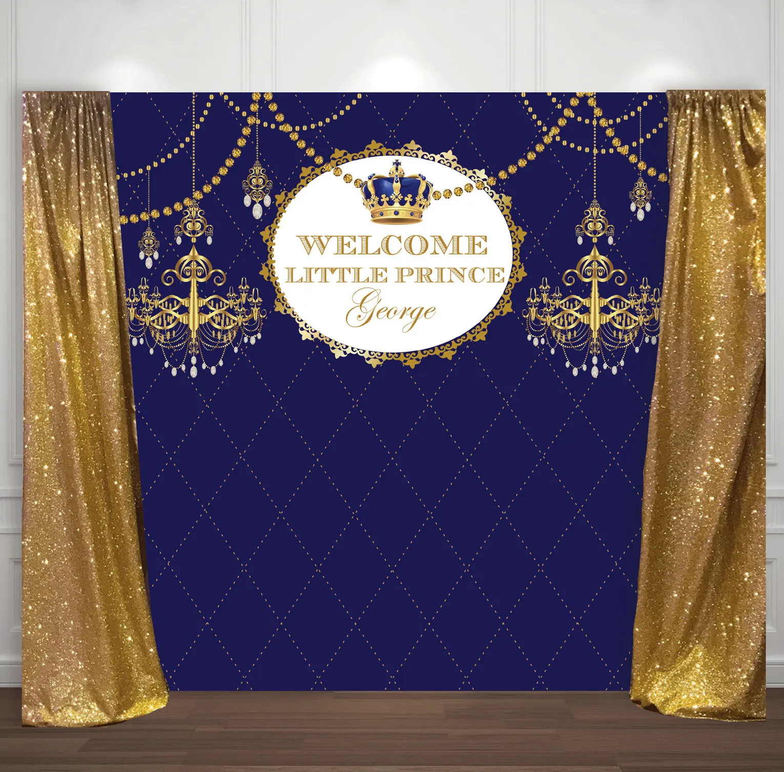 custom gold blue prince crown royal photo backdrop High quality ...