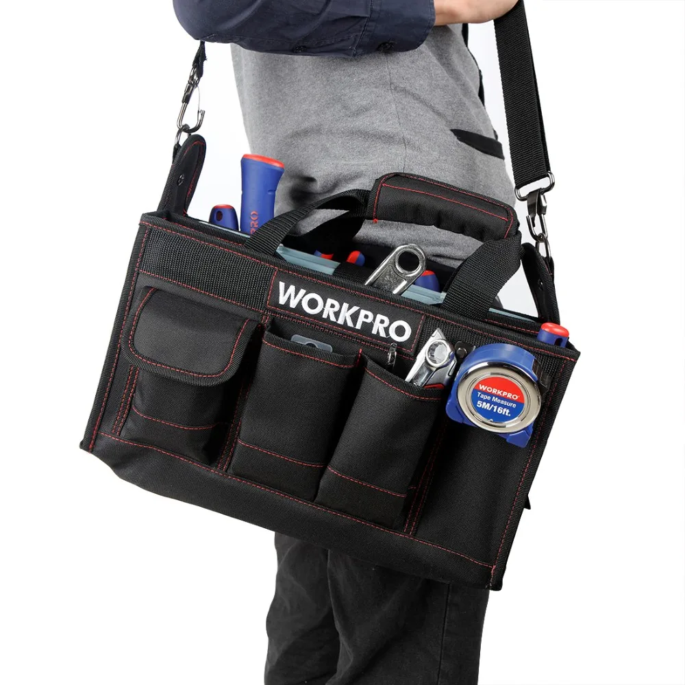 WORKPRO 600D сумка для инструментов на плечо с центральным лотком Водонепроницаемые Наборы ...