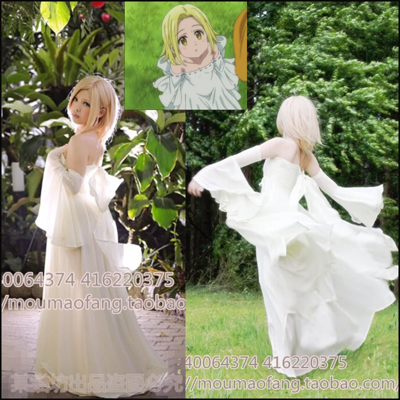 Anime The Seven Deadly Sins Elaine Cosplay Costumes Dress Set Lolita ...