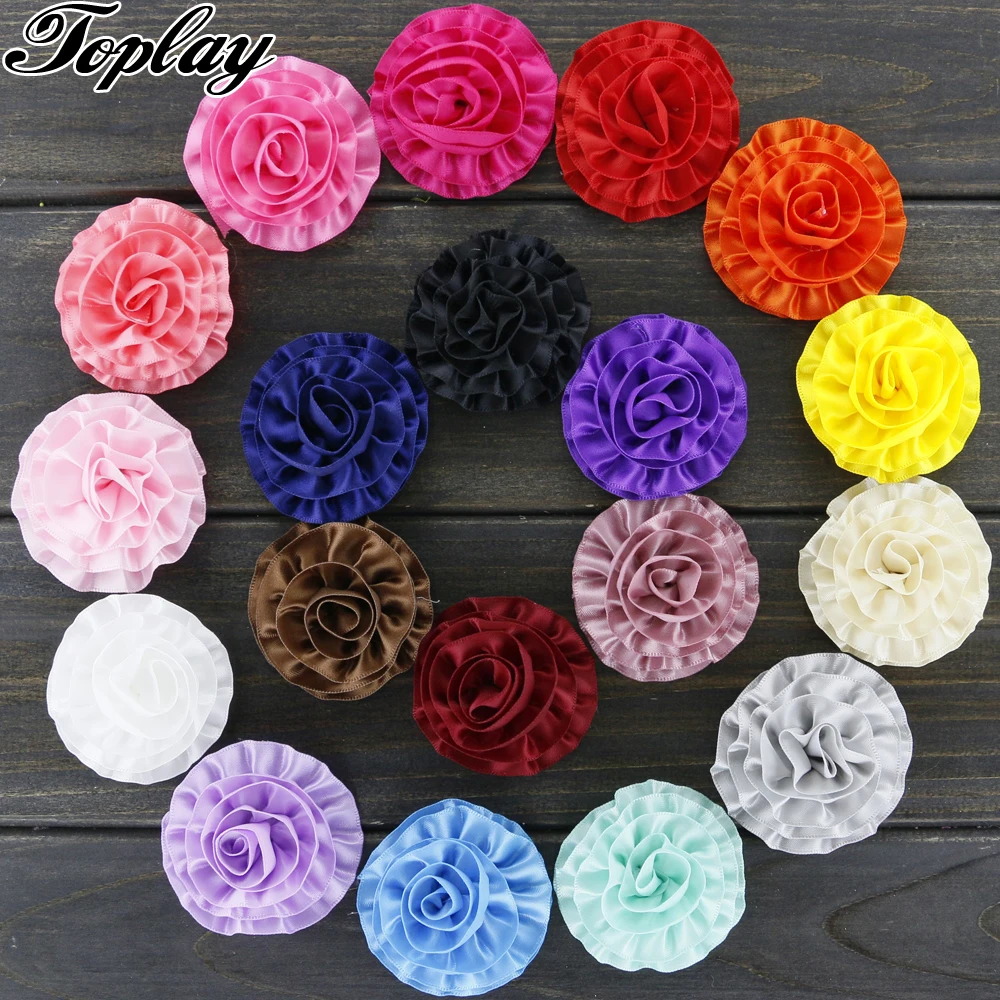 Toplay 50pcs/lot 2"Ruffled Cloth Flower Rose Fabric Flowers Girls Hair ...