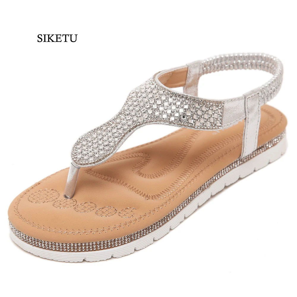 SIKETU 2016 Summer Shoes Women Sandals Comfortable Rhinestone Elastic ...