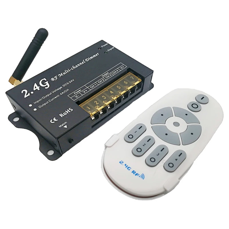 New DM16 Led Dimmer 2.4G RF Remote DC12 24V 4 Zone multi channel 4A/CH ...