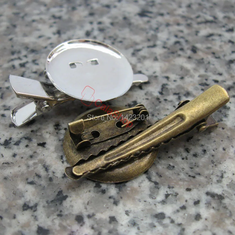 50 Pcs / Lot 40mm Brooch Alligator Clips Pin Prong Needle Nickel Bronze ...