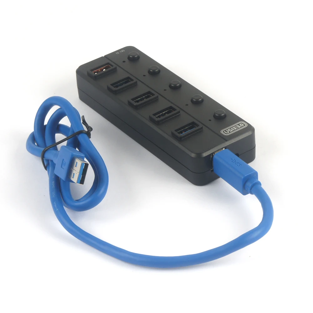 5 Port USB 3.0 Hub with Individual Power Switches controller and LED ...