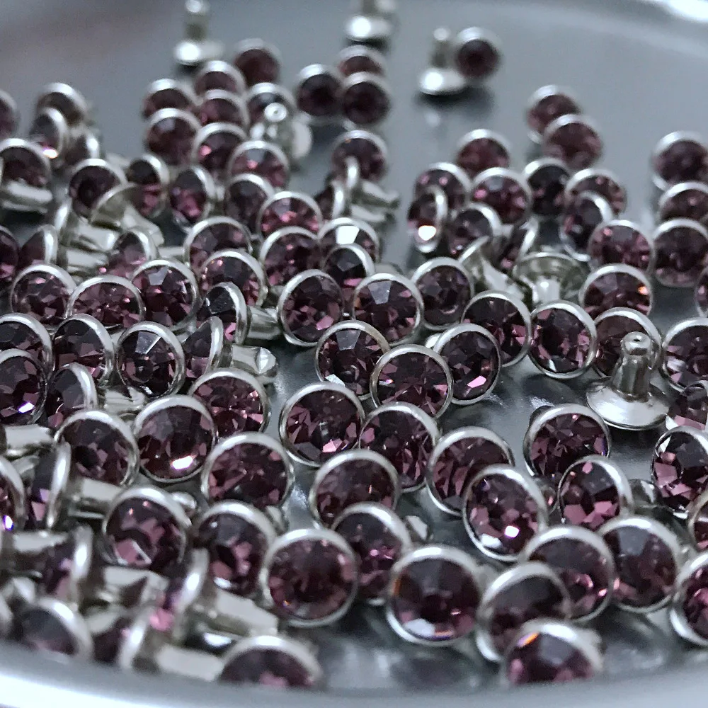 Nouveaux-ensembles-de-Rivets-en-strass-6mm-violet-clair-cristaux-argent ...