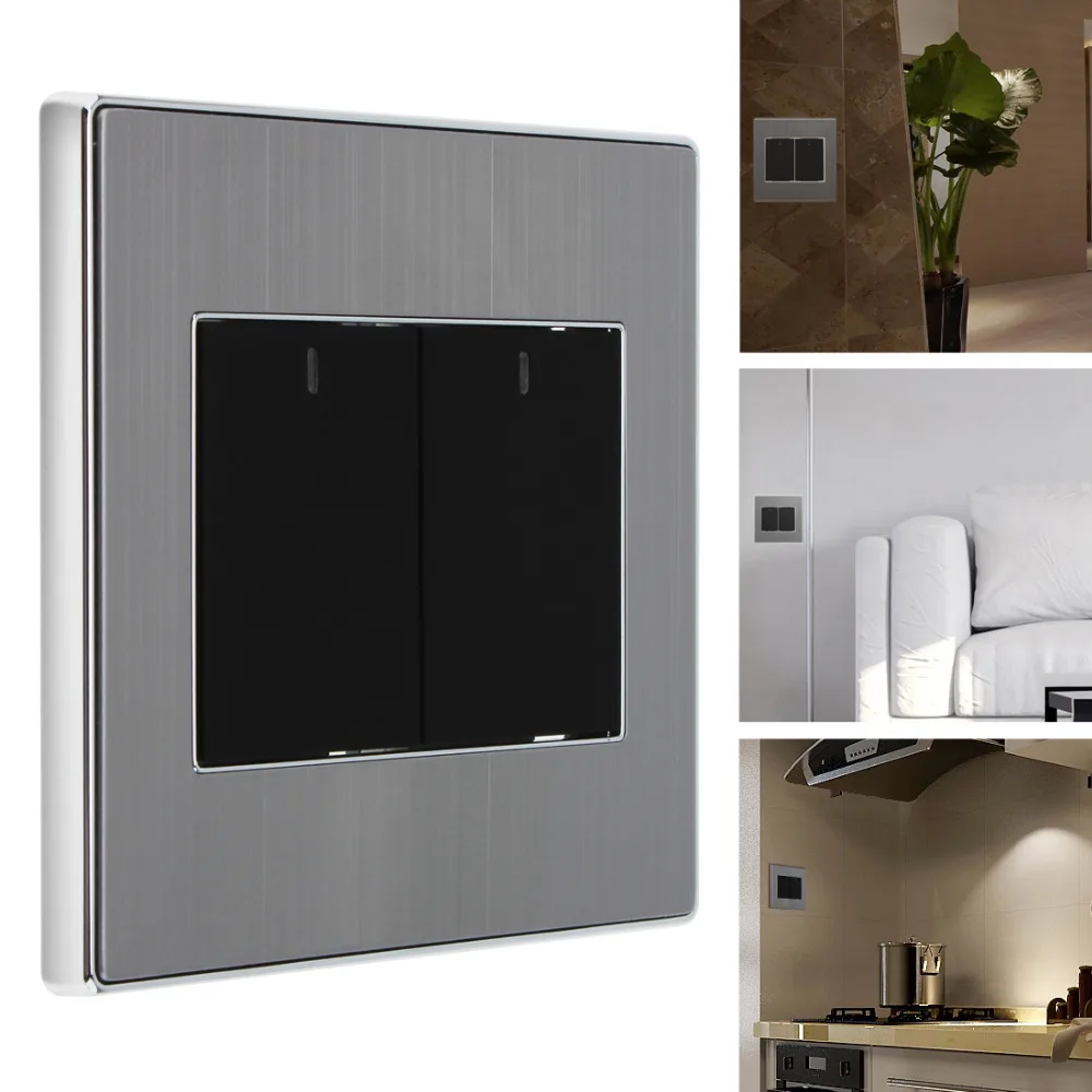 Waterproof 2 Gang 2 Way Wall Switch 250V 10A Control Brushed Stainless ...