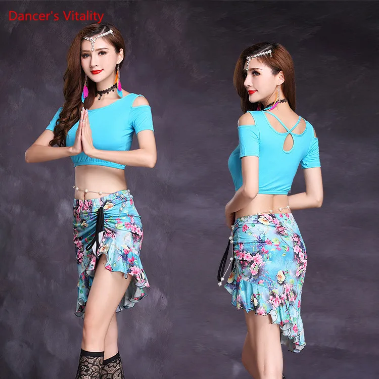 Modal Adult Belly Dance Printing Short Skirt Costume Oriental Suit Set