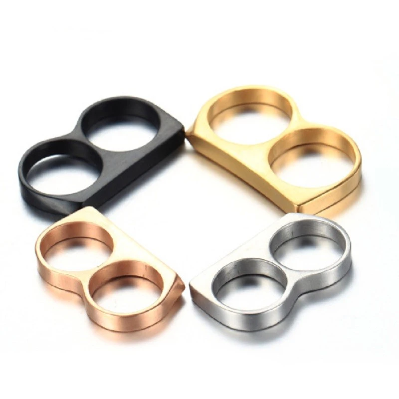 Punk Style Nightclub Tide Models Men's Ring Two Fingers Charm Ring For ...