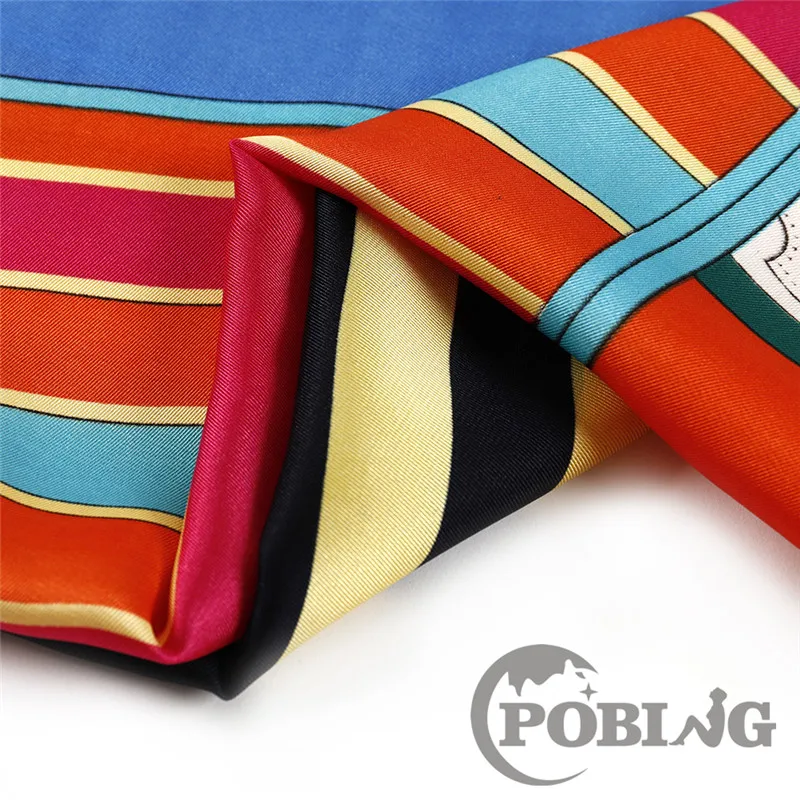 POBING шелковый шарф женский конский плед с принтом ручные квадратные ...