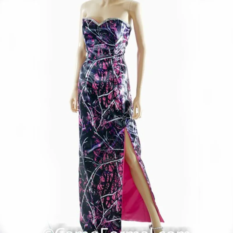 Sweetheart Muddy Girls Sheath Bridesmaids Dresses Sexy Split Camo ...