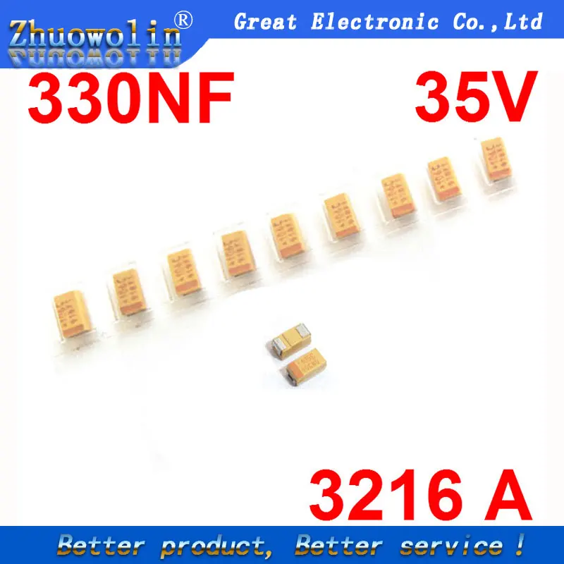 10ชิ้น/ล็อต3216 35โวลต์330NF + 10% SMDประเภทตัวเก็บประจุแทนทาลัมA|a ...