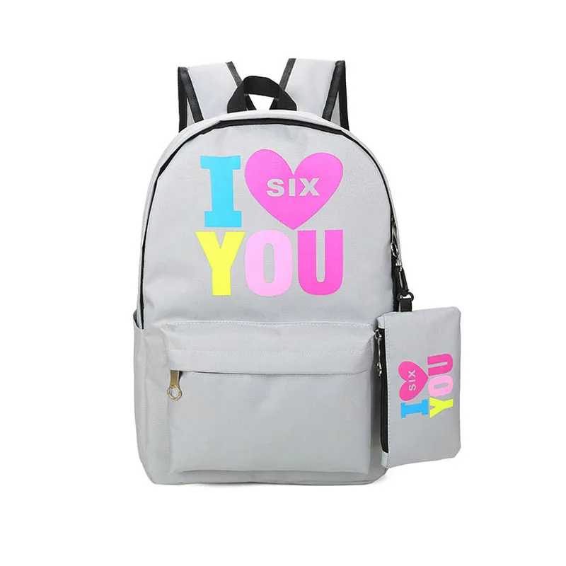 QOKR women letter printing smile face backpack and purse/set for ...
