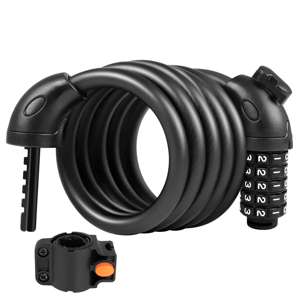 Premium Bike Lock Cable Combination Bicycle Lock 5 Digit Code High Premium Bike Lock Cable Combination Bicycle Lock 5 Digit Code High