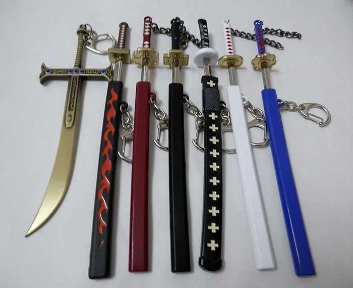 Wholesaleretail Version One Piece Zoro Swords Key Chain Zoro 7 Swords 17cm Sword With Free