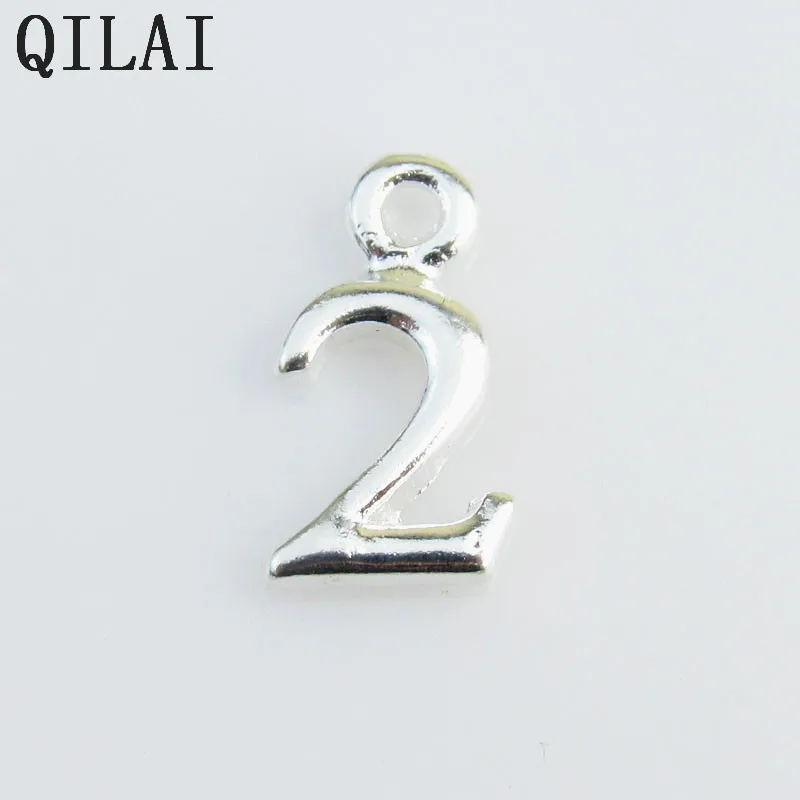 Hot Selling silver number 2(two) dangle charms for glass momery ...