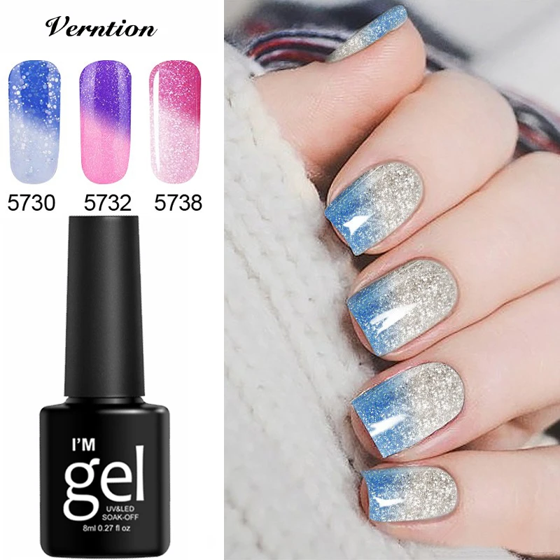 Verntion Temperature Color Change Gel Nail Polish Soak Off Uv LED Lamp ...