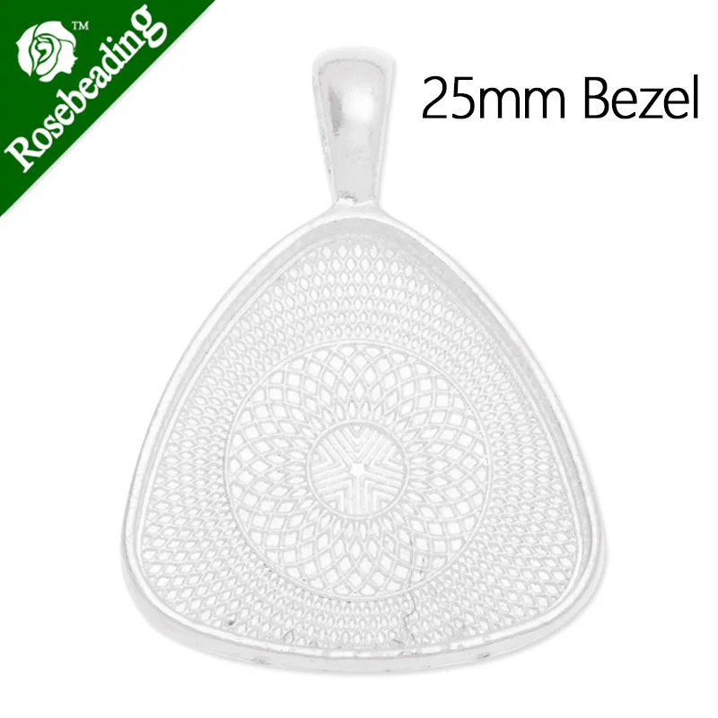 25mm-Silver-plated-trilateral-shape-Zinc-Alloy-Cabochon-Base-Setting ...