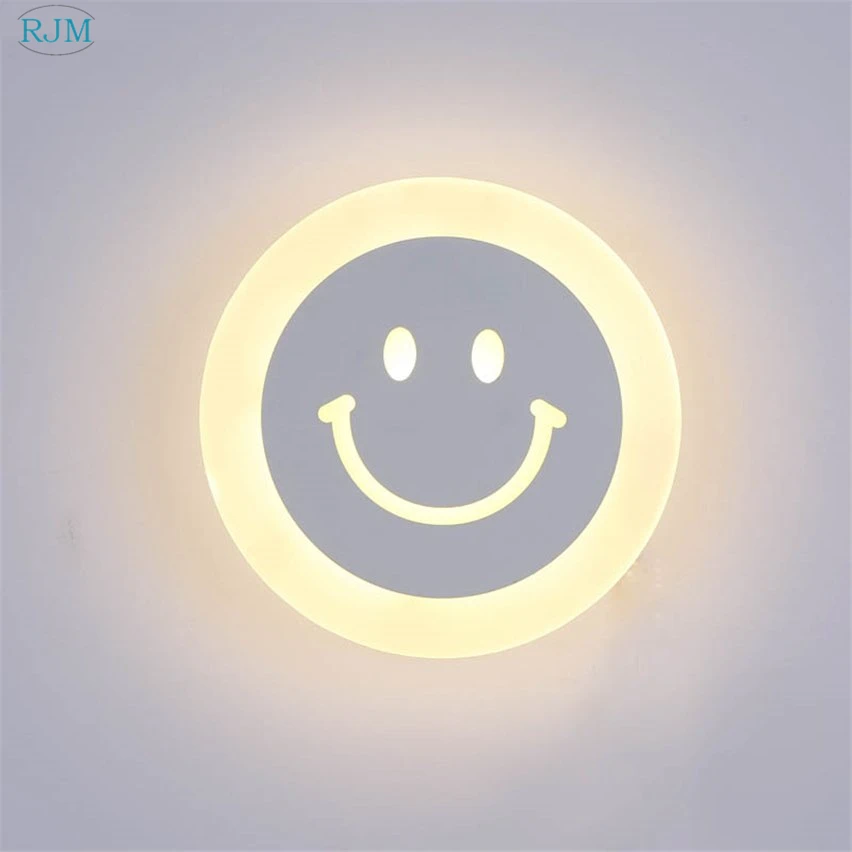 Modern Creative Led Wall Lamp Smiley Face Wall Lights For Bedroom ...