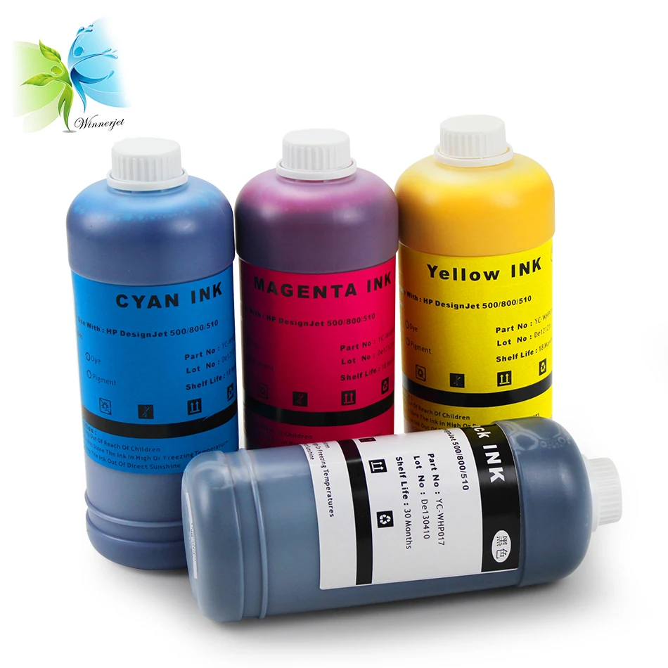 Winnerjet 1000ml/bottle 4 Colors For HP82 Dye Based Ink For HP ...