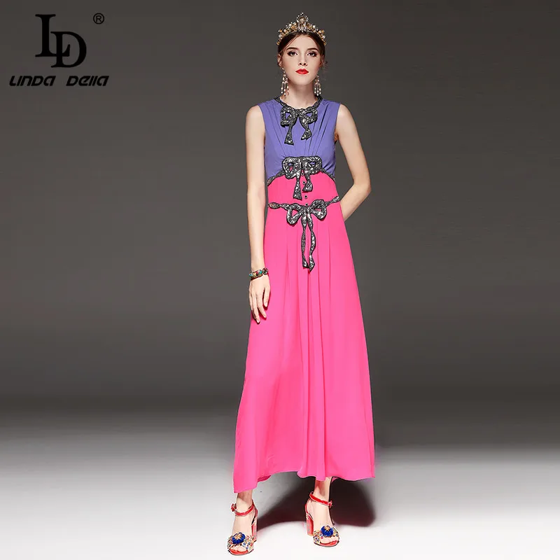 High Quality Fashion Designer Maxi Dress Women's Sleeveless Luxury ...