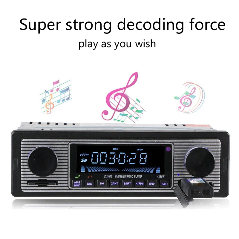 Bluetooth Car Radio MP3 Player Stereo USB AUX Classic Car Stereo Audio ...