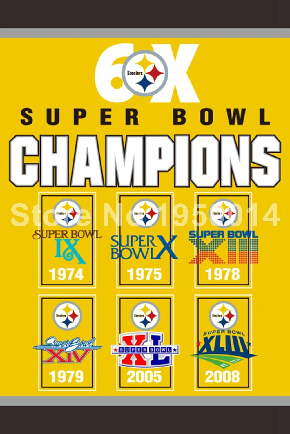 Pittsburgh Steelers Super Bowl Champions 6X Flag 3ft x 5ft Polyester ...