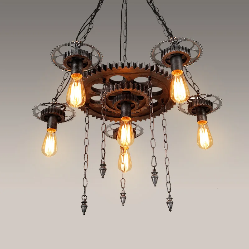 American Loft Wrought Iron Pendant Lights Vintage Industrial Gear ... American Loft Wrought Iron Pendant Lights Vintage Industrial Gear ...