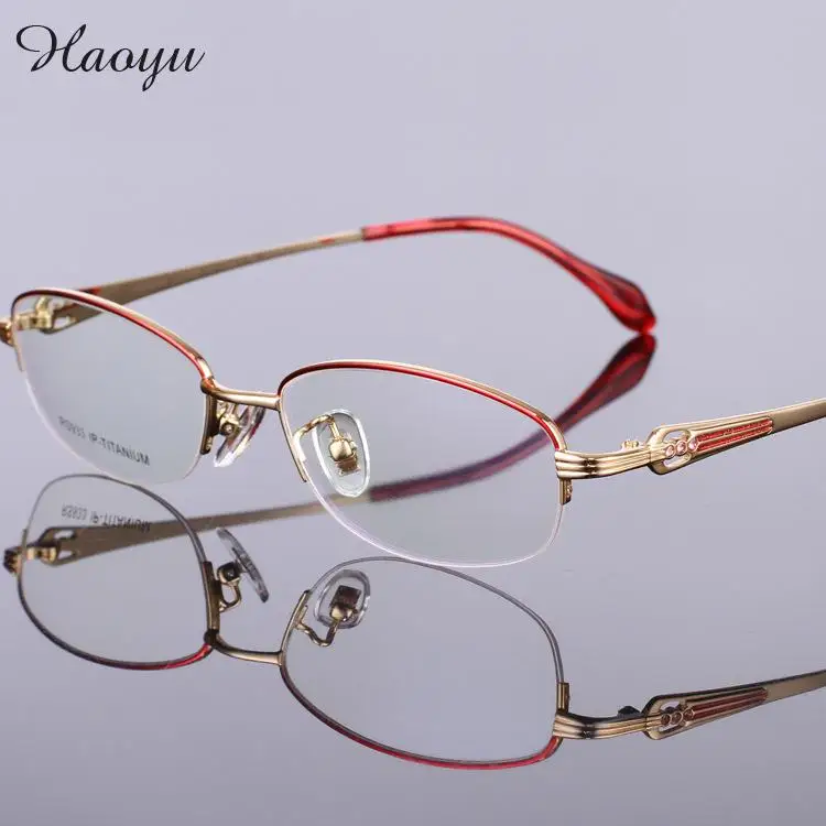 Buy Haoyu New Fashion Eyeglass Frames Titanium Half Rimless Glasses Frames