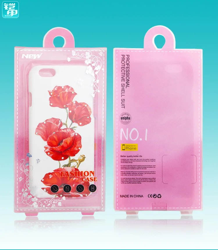 2000 pcs PVC plastic packaging box for cell phone case with hanger ...