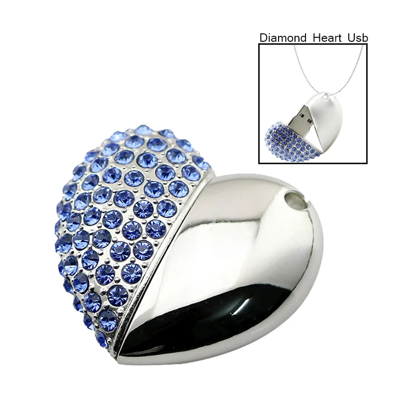 Crystal Red Blue Gold 6 Colour Love Heart Usb 2.0 Pendrive 4gb 8gb 16gb ...