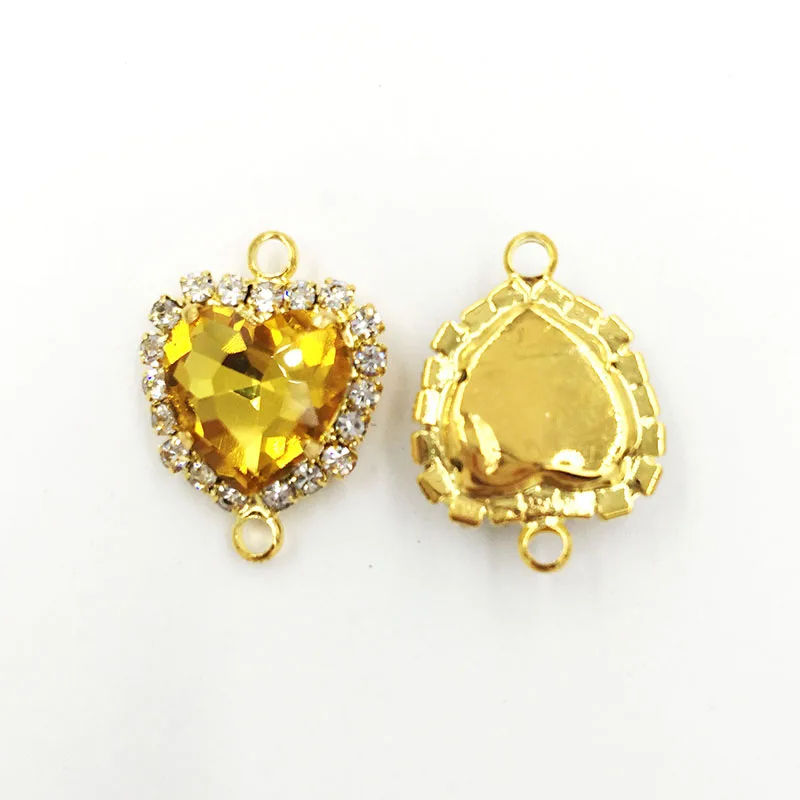 Новинка, 12 мм, сердце, двойная петля, Золотая основа, с плоской задней ...