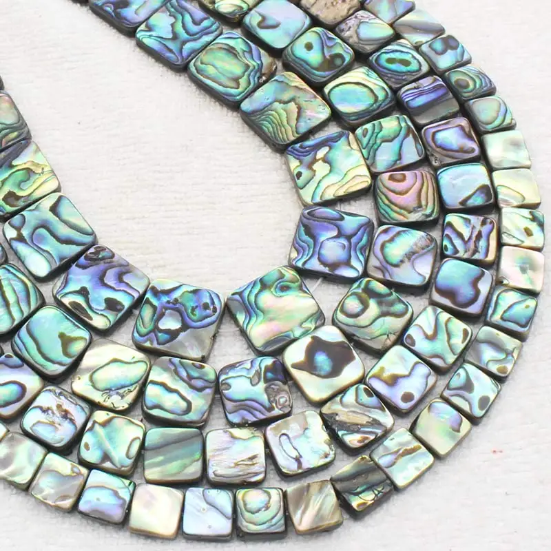8-14mm Beautiful Multi-Color Abalone Shell Square Beads 15"For ...