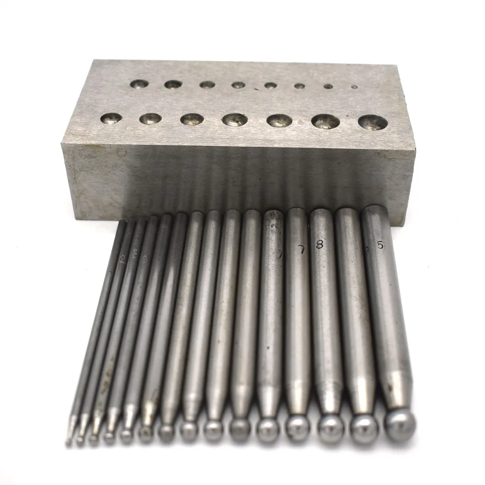 15PCS-Steel-Doming-Punches-Jewelers-Dapping-Block-Jewelry-Metal-Forming ...