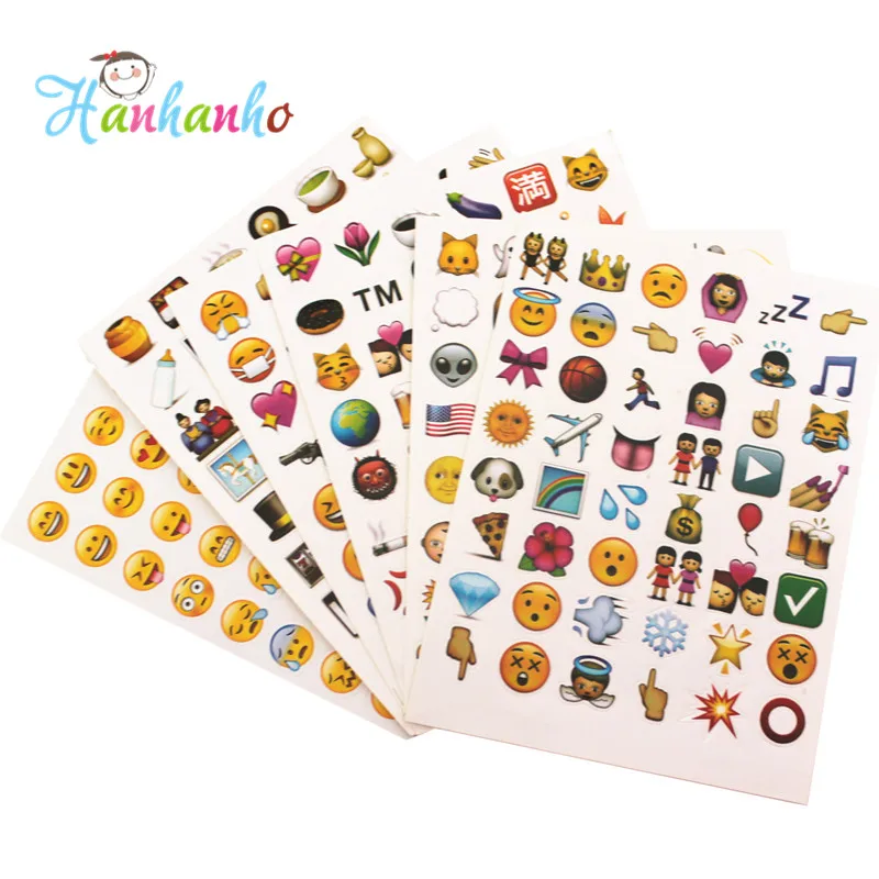 6 sheets/Pack Popular Emoji Sticker For Notebook Smile Face Emoticon ...