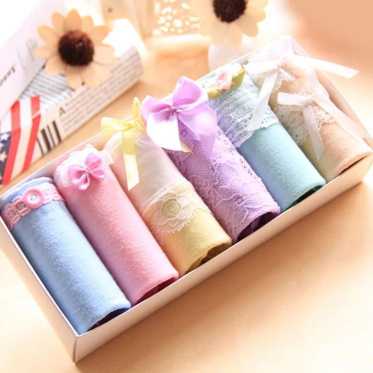 6pcs/lot Women Underwear Panties Girls Candy Color Pure Cotton Cute ...