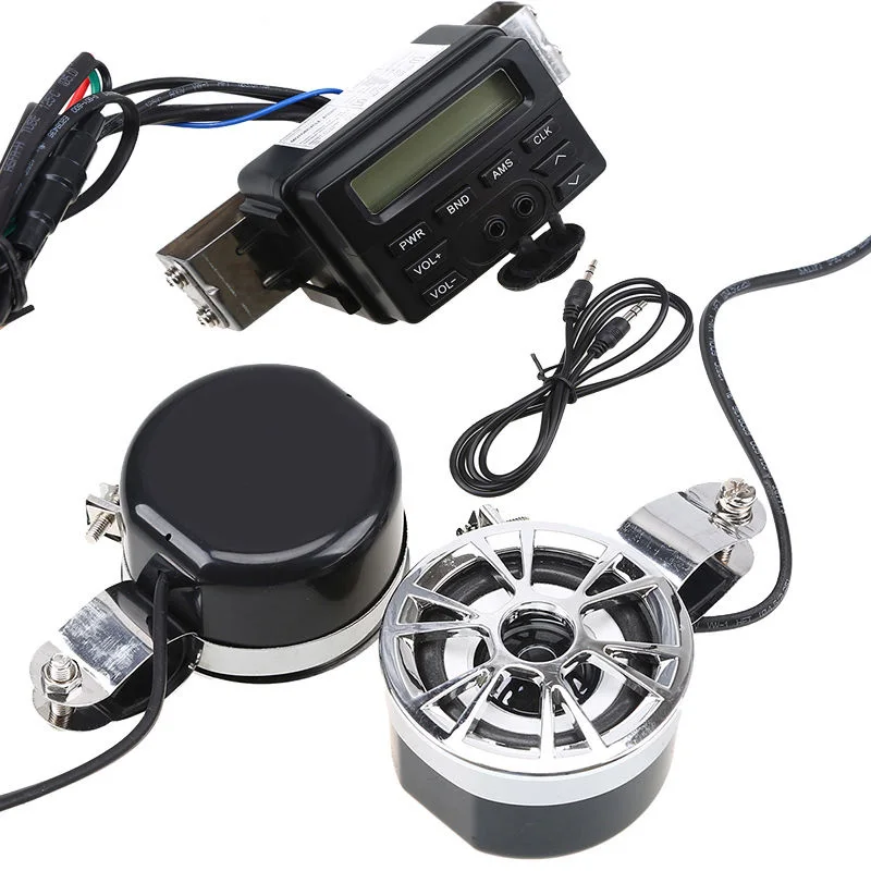 Motorcycle Audio System Handlebar Amplifier 2 Speaker MP3 FM Radio ...