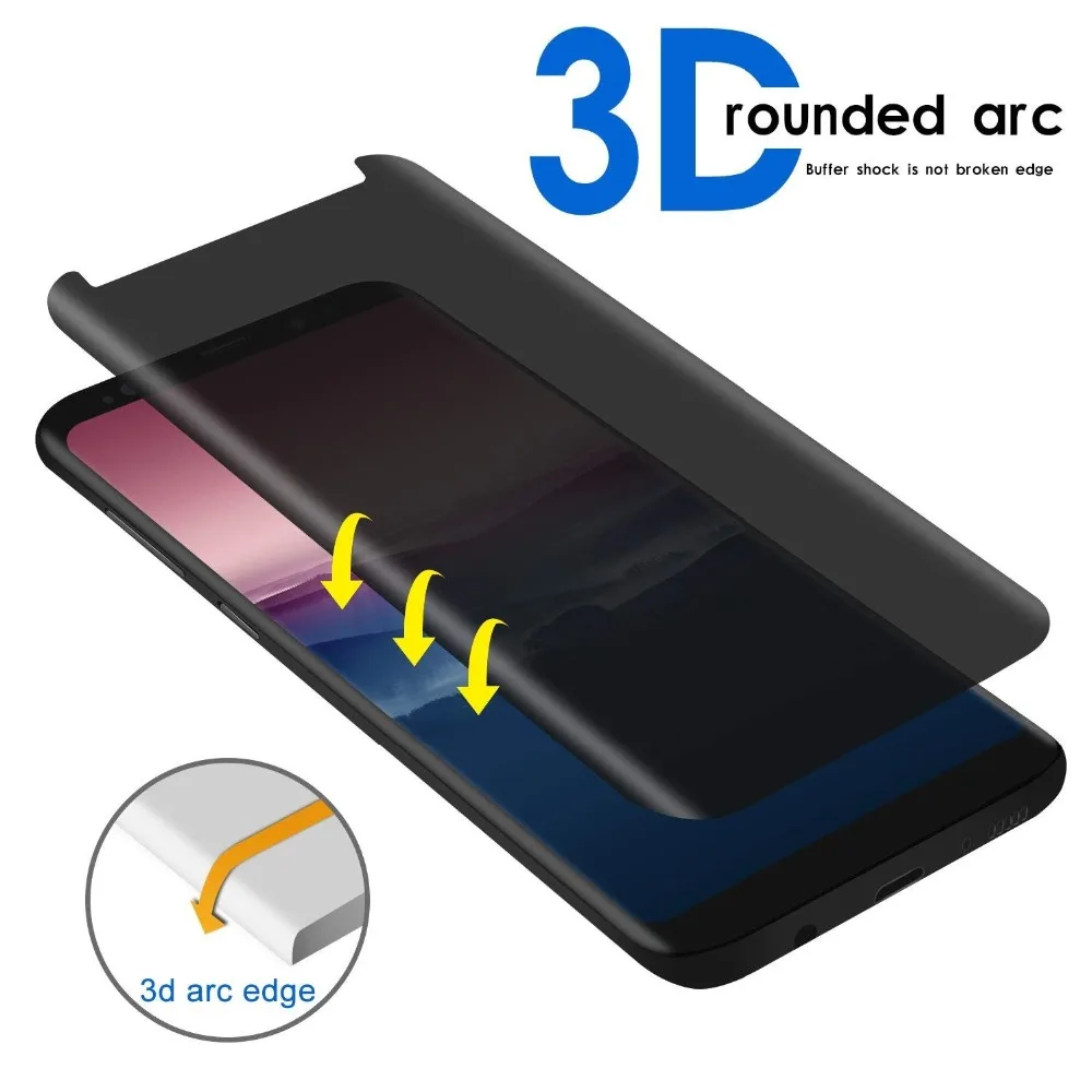3D полное покрытие конфиденциальности Анти-Glar стекло для SAMSUNG Galaxy note8 note9 S8 S9 PLUS ...