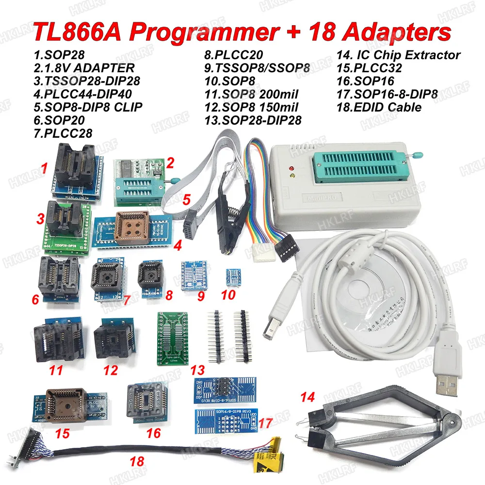 LRF Yeni TL866A USB Programcı + 18 Adaptörleri EPROM FLASH BIOS 18 ...