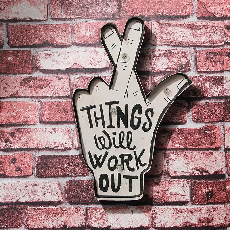 Retro Wrought Iron OK gesture neon signs every things will work out ...