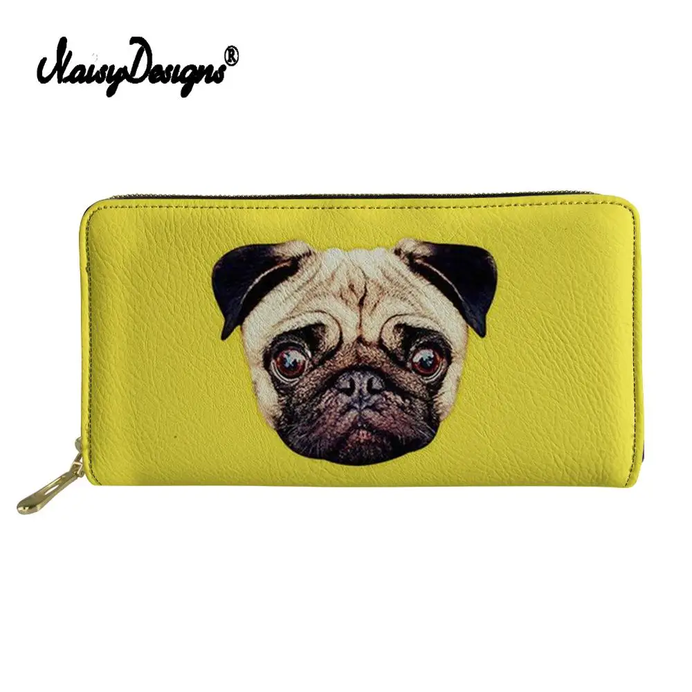 Women Wallets Cute Pug Dog Animals Design Zipper Wallet Pu Leather ...